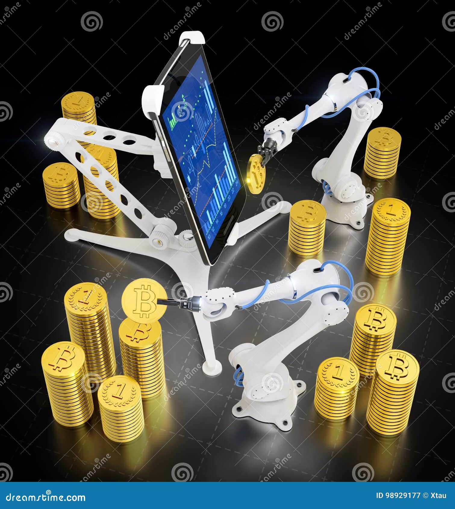 Automated Mining of Crypto-Currency Stock Illustration - Illustration ...