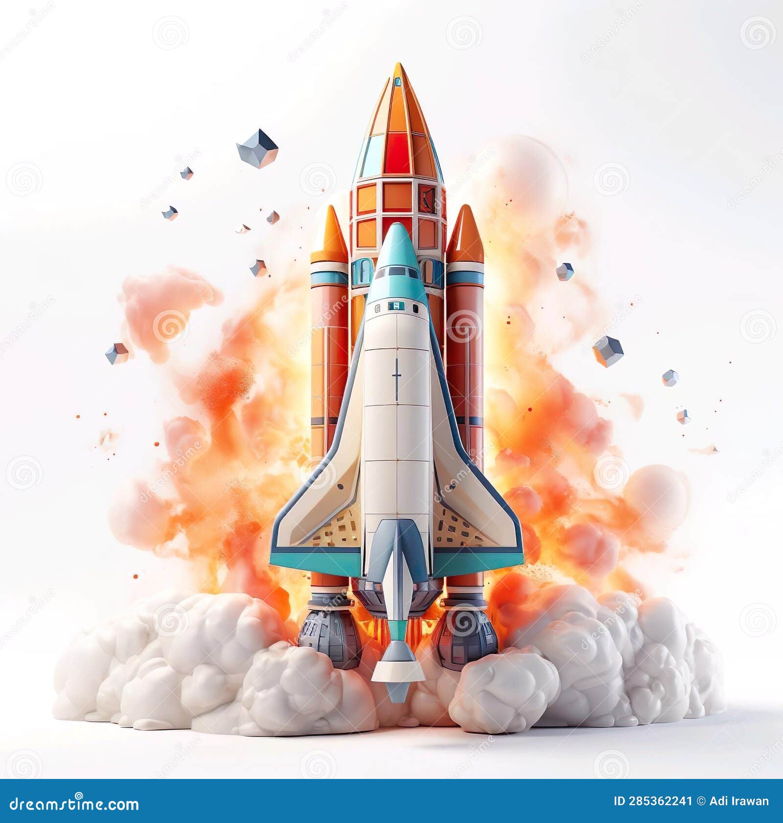 An Illustration 3d of Spaceship Taking Off Stock Illustration ...