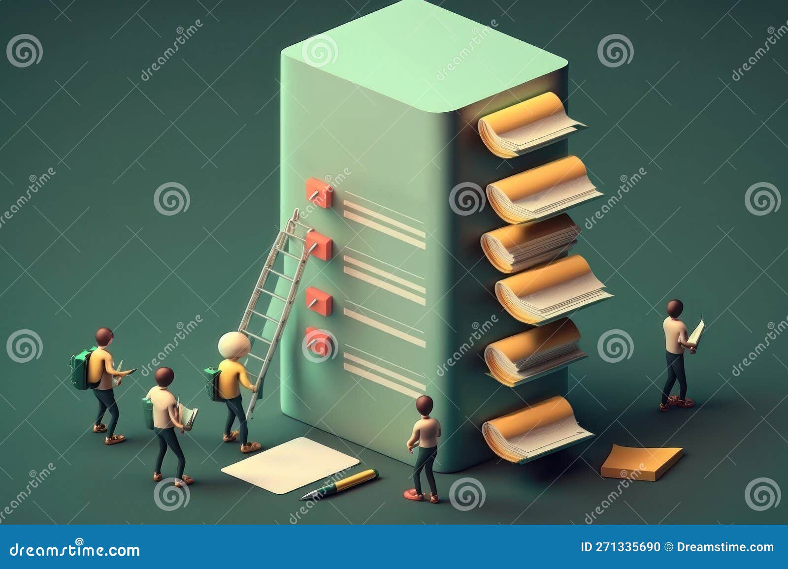 Illustration in 3d Style. Character Management and Delegation of ...