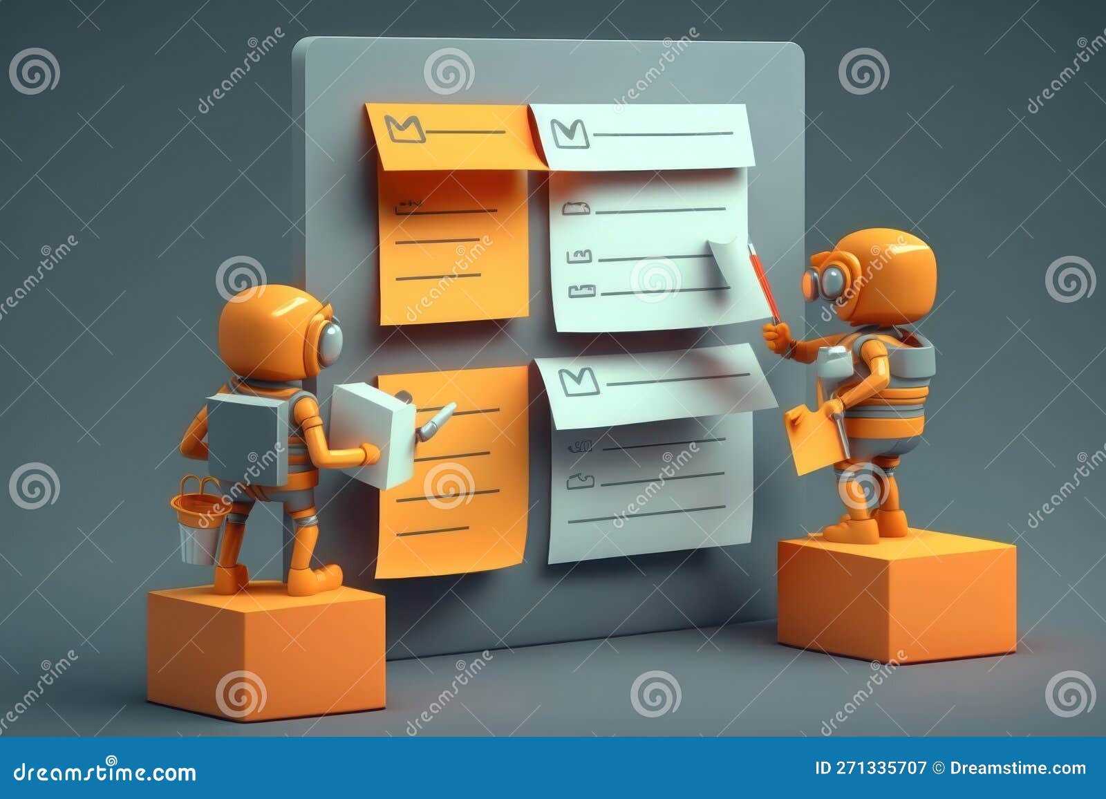 Illustration in 3d Style. Character Management and Delegation of ...