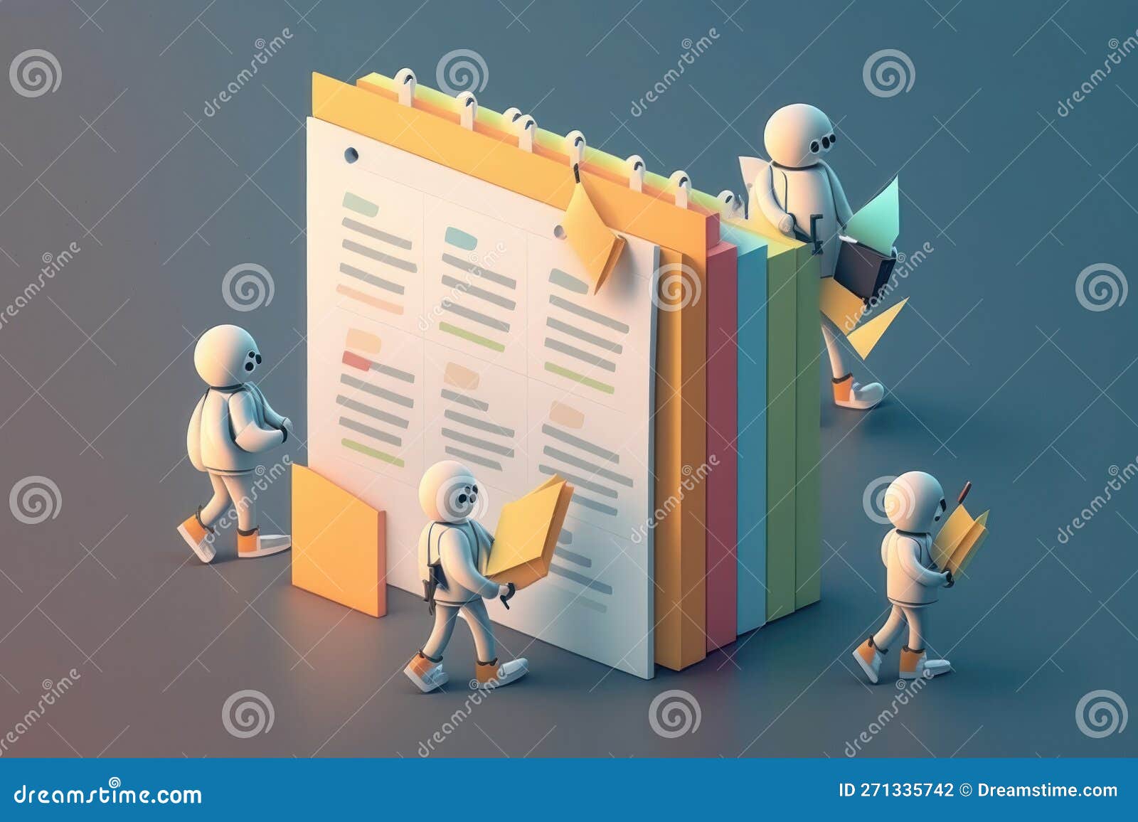 Illustration in 3d Style. Character Management and Delegation of ...