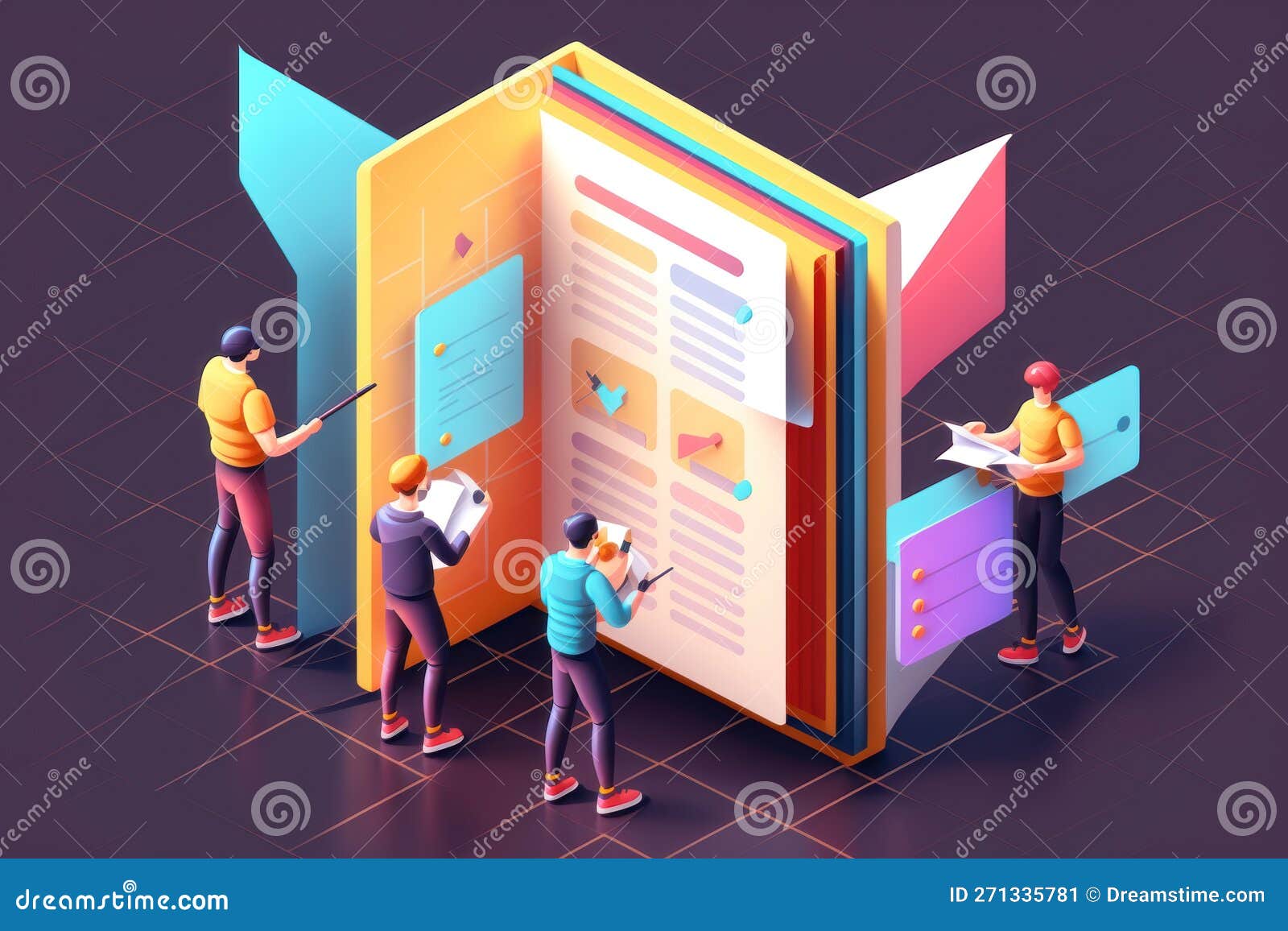 Illustration in 3d Style. Character Management and Delegation of ...