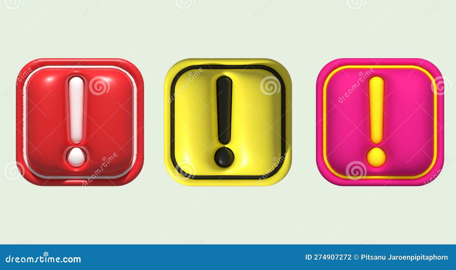 Illustration. 3D Symbols with Caution Symbols Stock Illustration ...