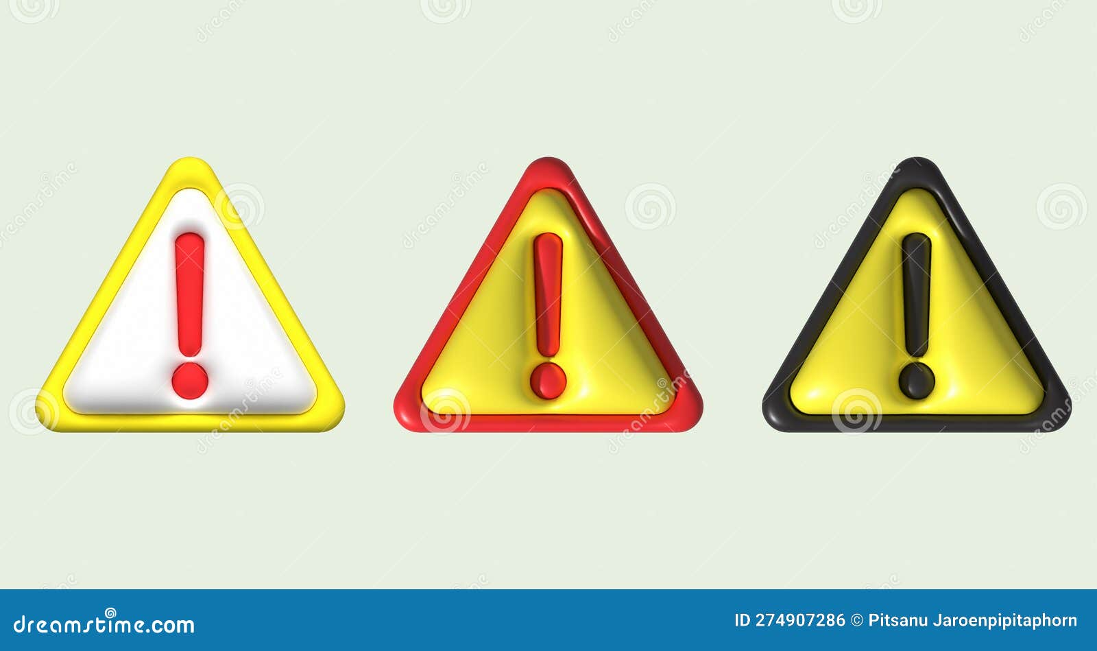 Illustration. 3D Symbols with Caution Symbols Stock Illustration ...