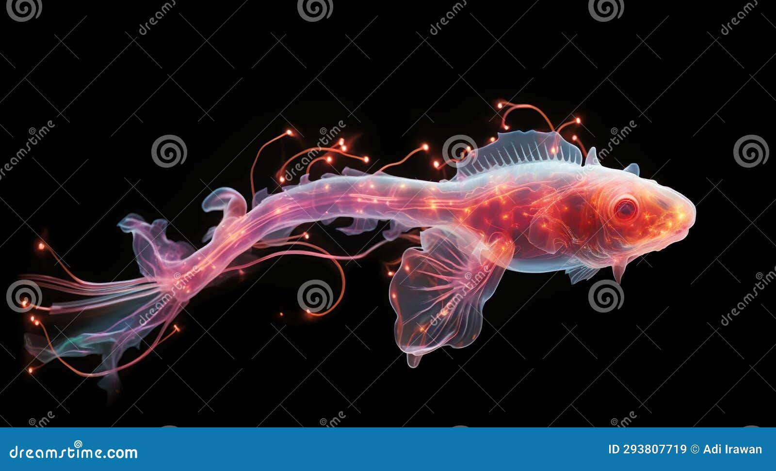 Illustration 3d of Transparant Fish with Light Around it Stock ...