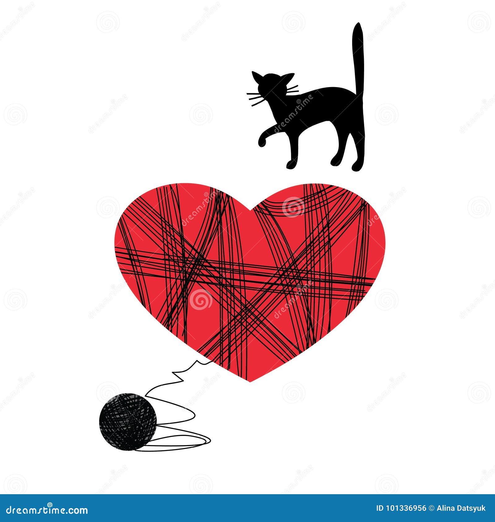 Illustration D'un Chat Avec Un Coeur Illustration Stock - Illustration ...