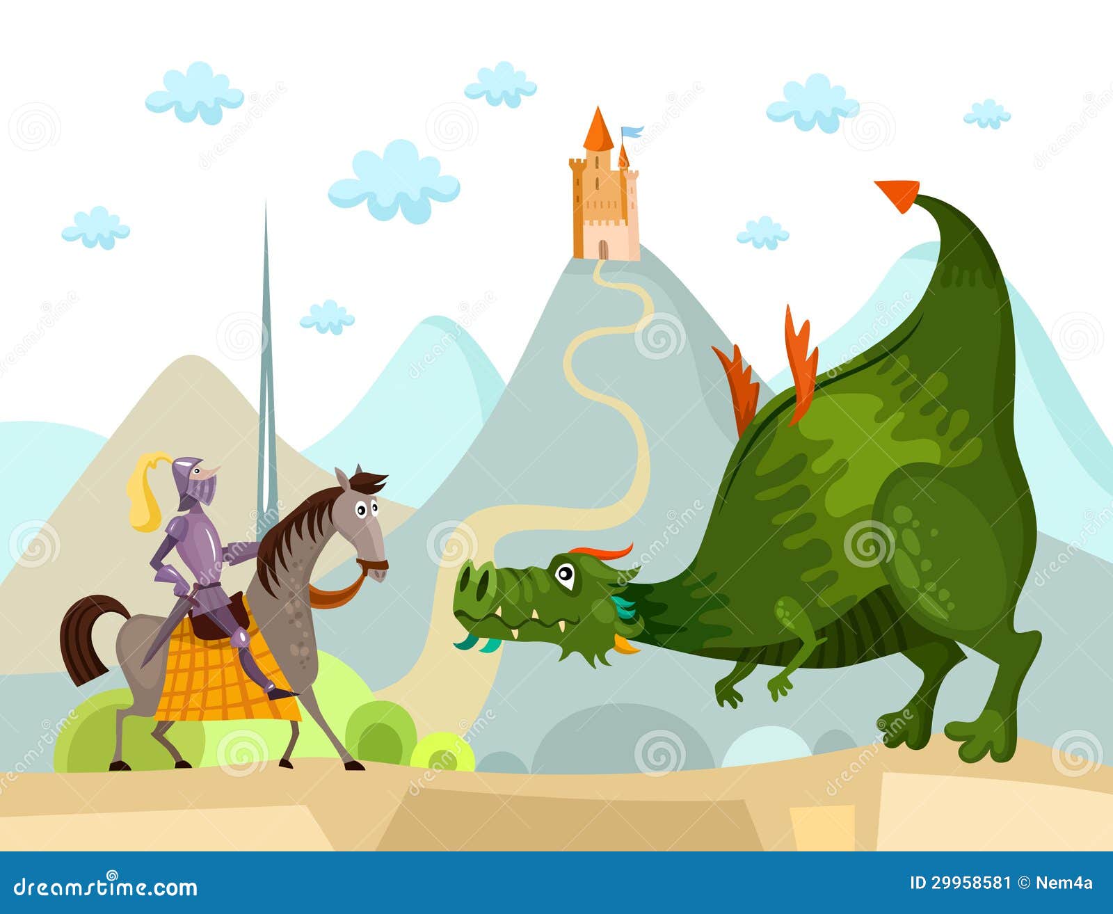 Dragon et chevalier illustration de vecteur. Illustration of ...