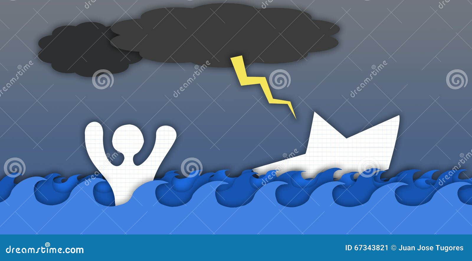 Illustration D'une Noyade D'homme Illustration Stock - Illustration du ...