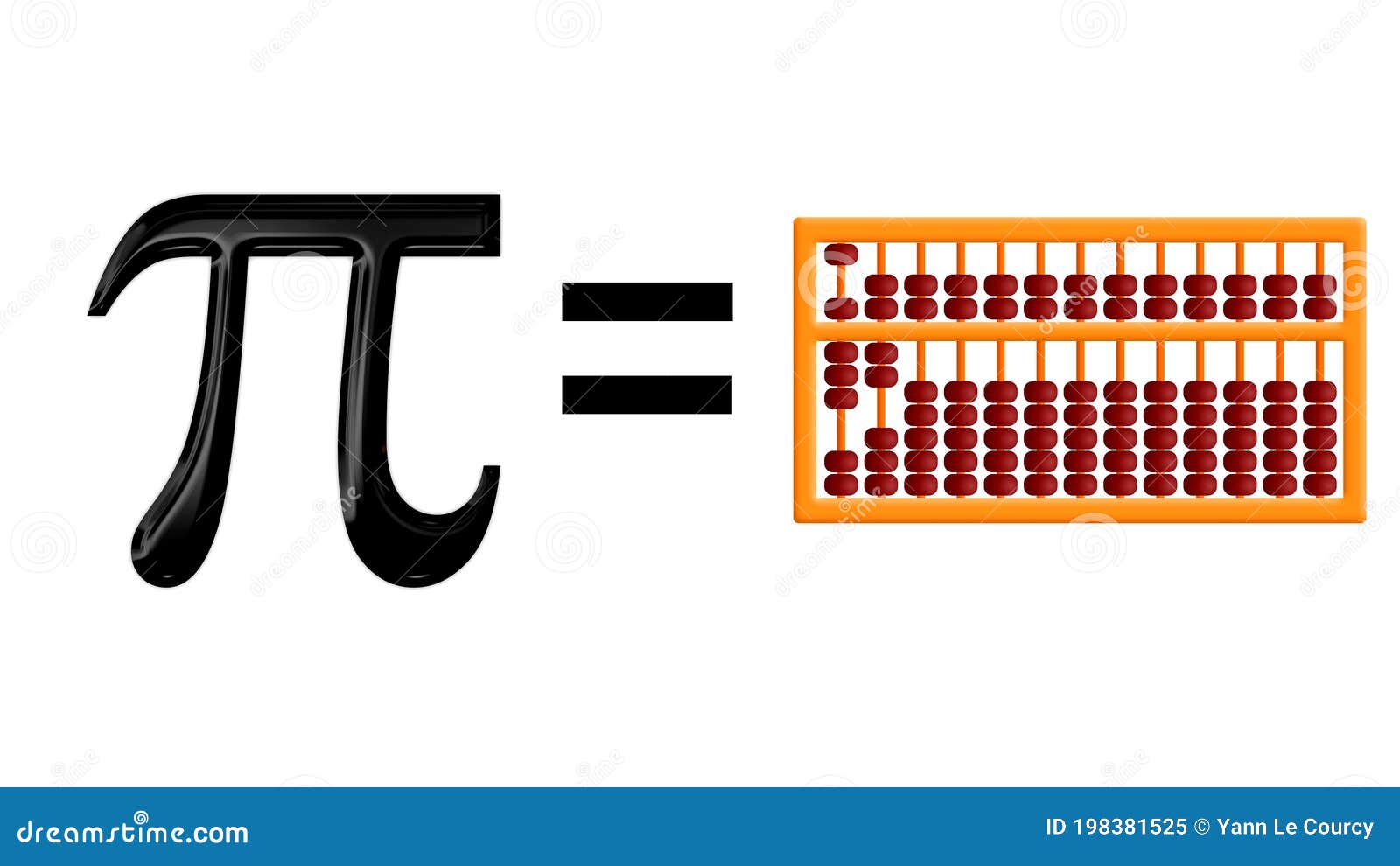 Illustration 3D of the Value of Pi with a Chinese Abacus Stock ...