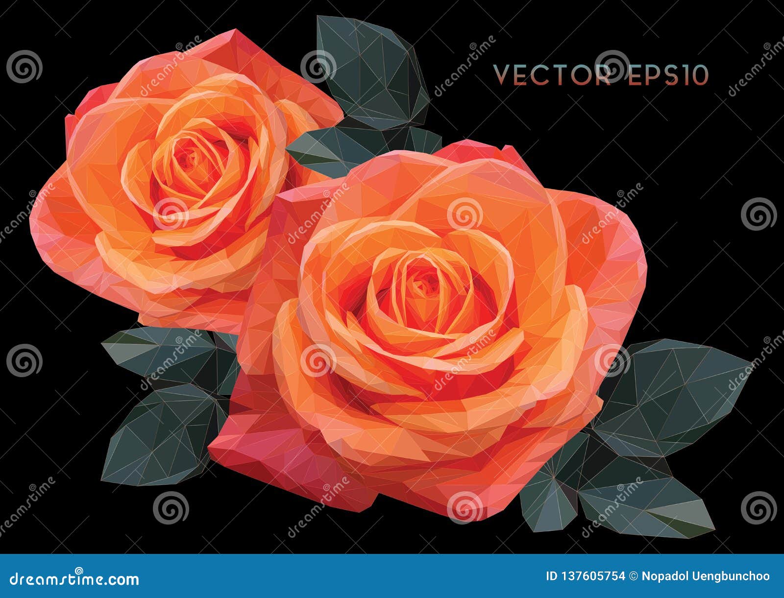 Illustration 3d Vector Low Polygon Rose Stock Vector - Illustration of ...