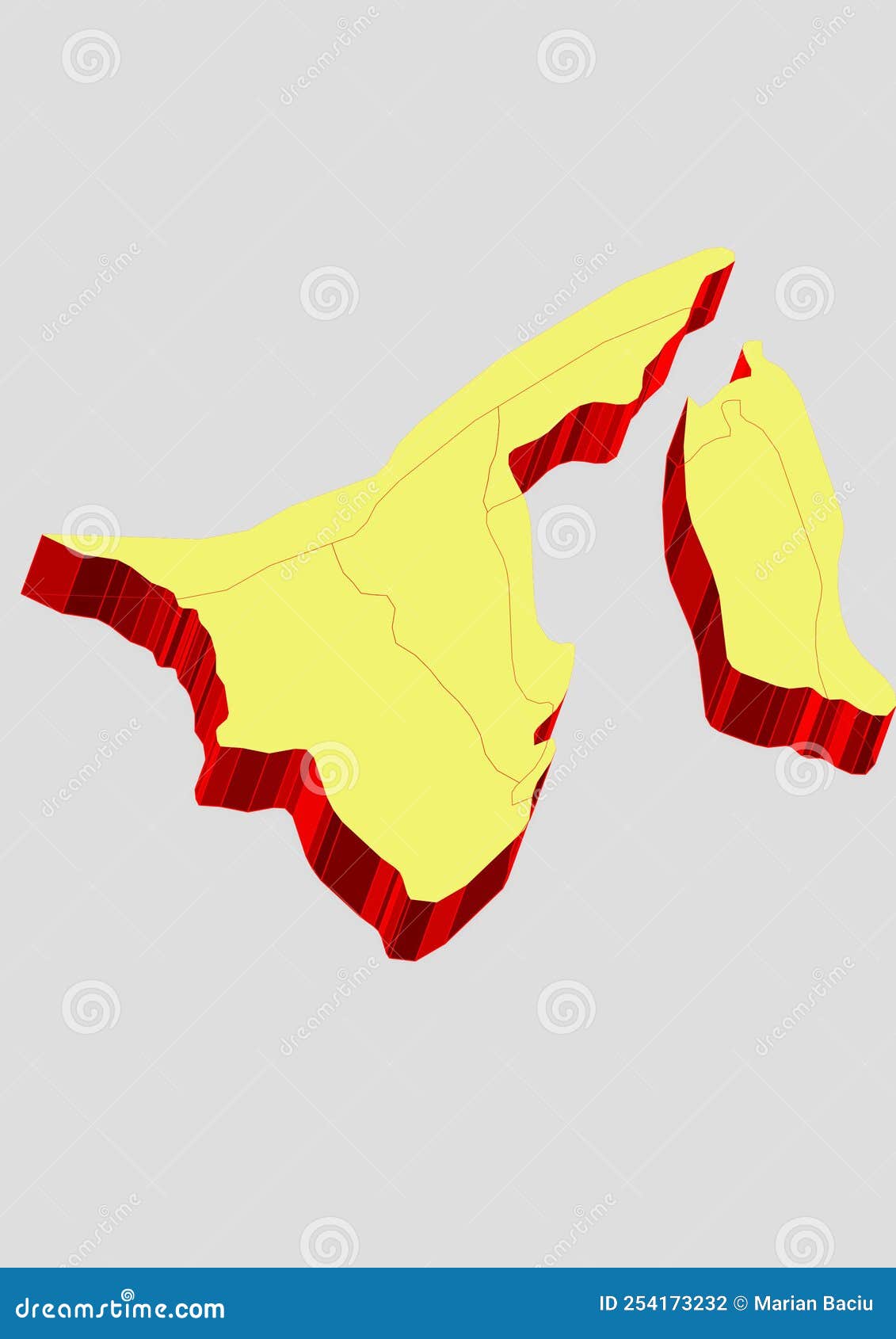 Illustration and 3D Vector of the Map of Brunei Stock Vector ...