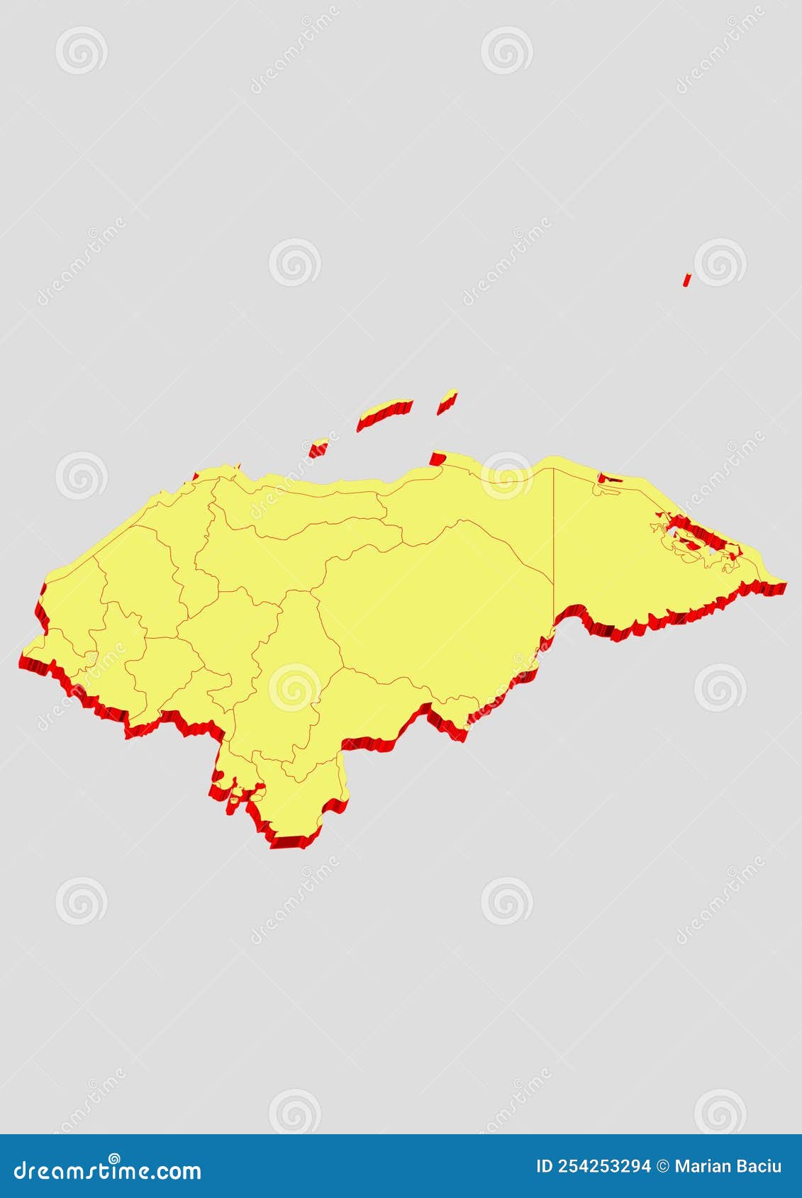 Illustration and 3D Vector of the Map of Honduras Stock Vector ...