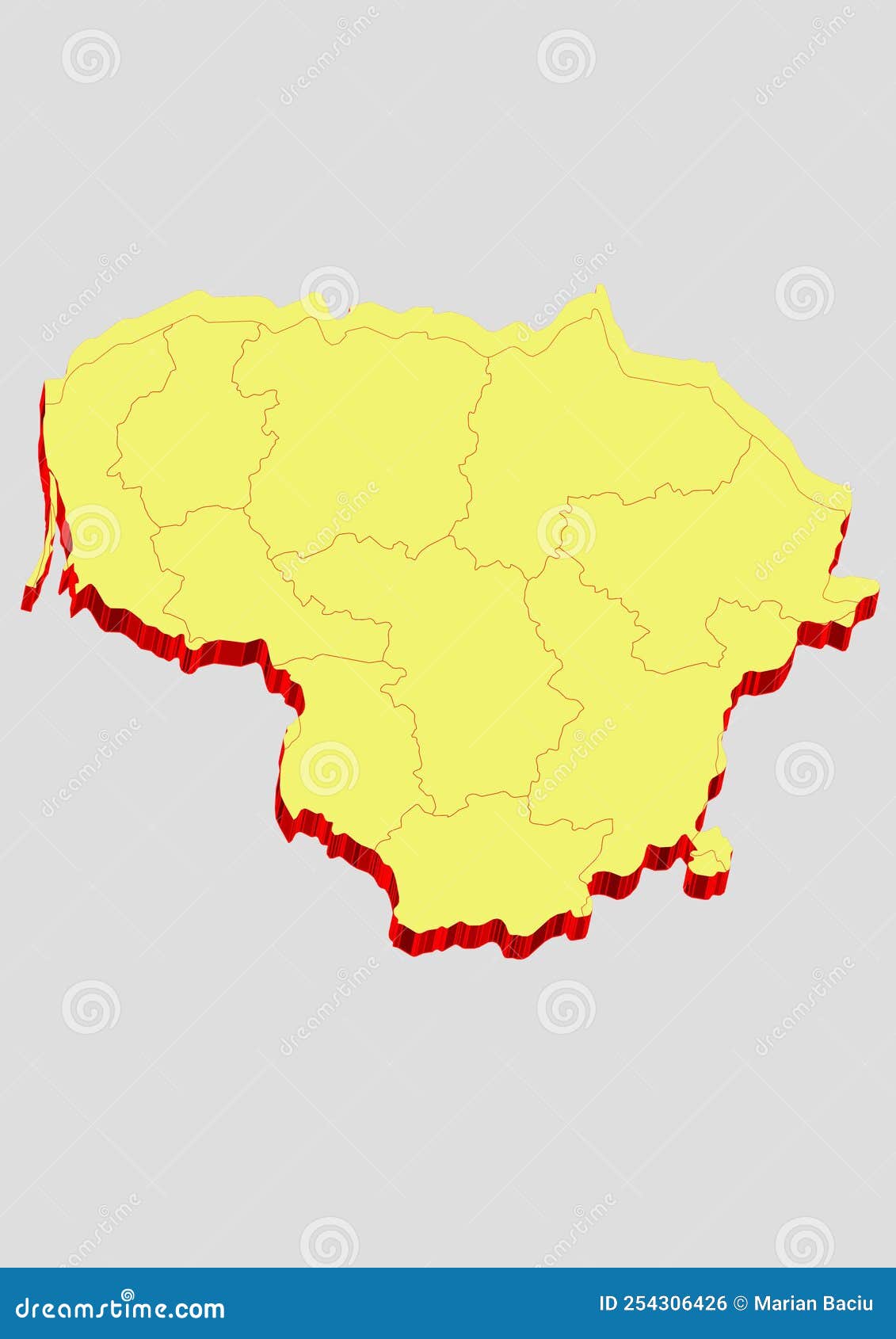 Illustration and 3D Vector of the Map of Lithuania Stock Vector ...