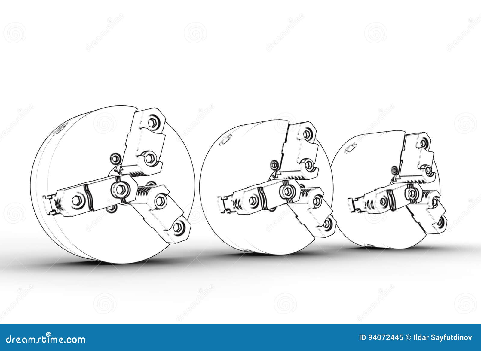 Illustration 3d Von Drehbank Chuk Stock Abbildung - Illustration von ...