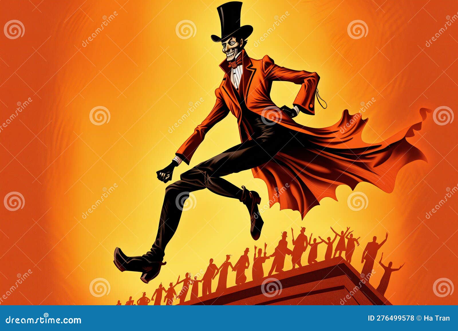 Dancing Man in a Red Coat and a Top Hat Stock Illustration ...