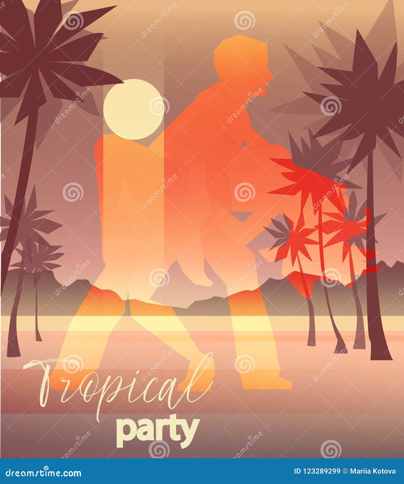 Illustration of Dancing Pair on the Beach Stock Vector - Illustration ...