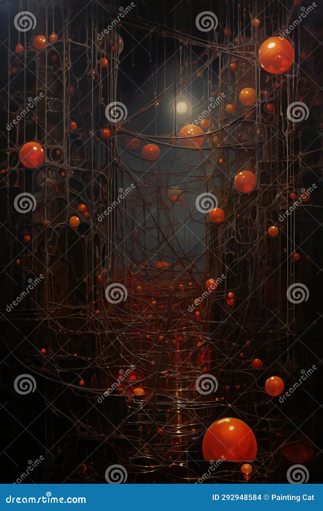 Illustration of a Dark Background with Red and Orange Balls Stock ...