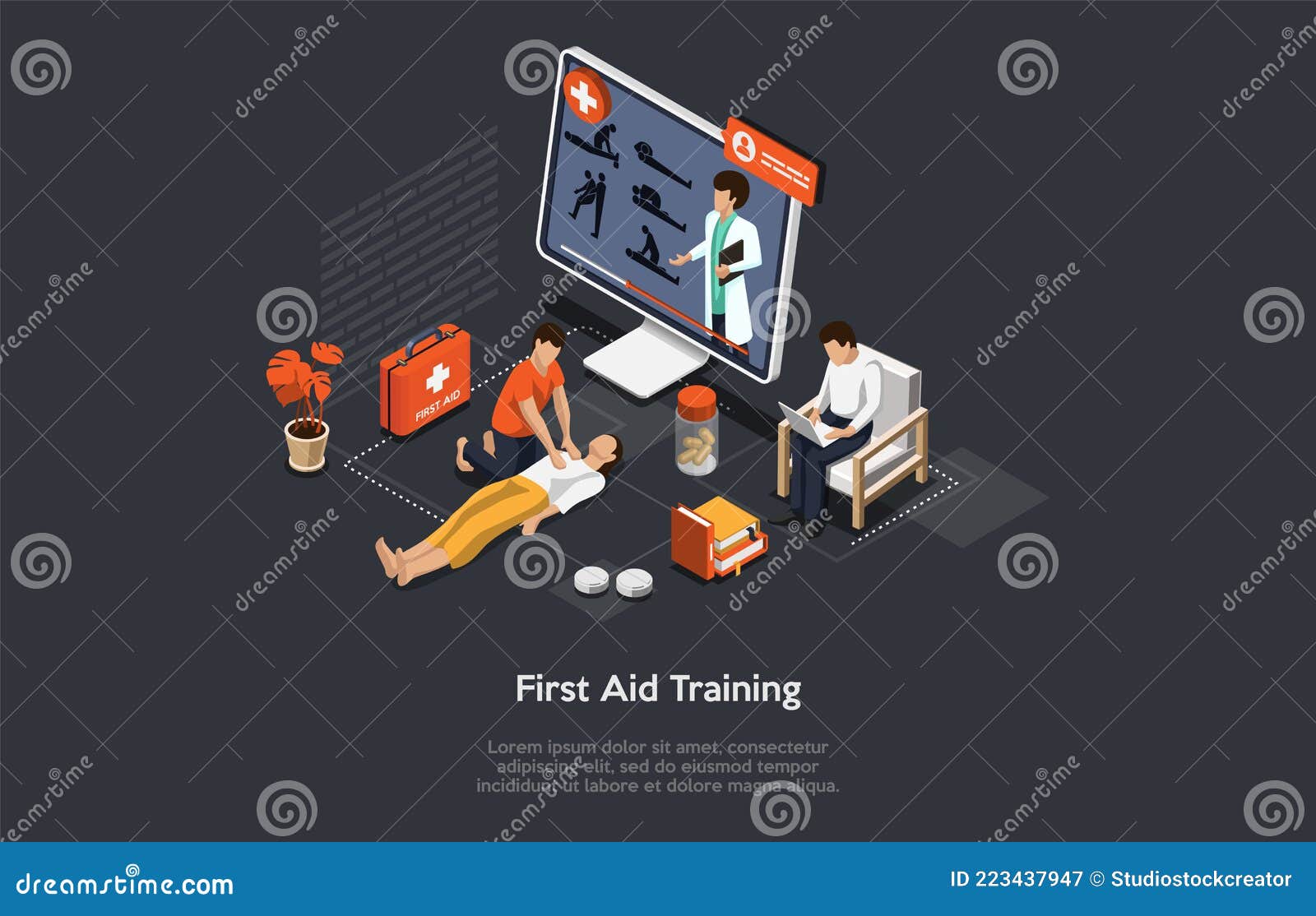 Set Of Objects For Cardiopulmonary Resuscitation. Urgent Care. Medical ...