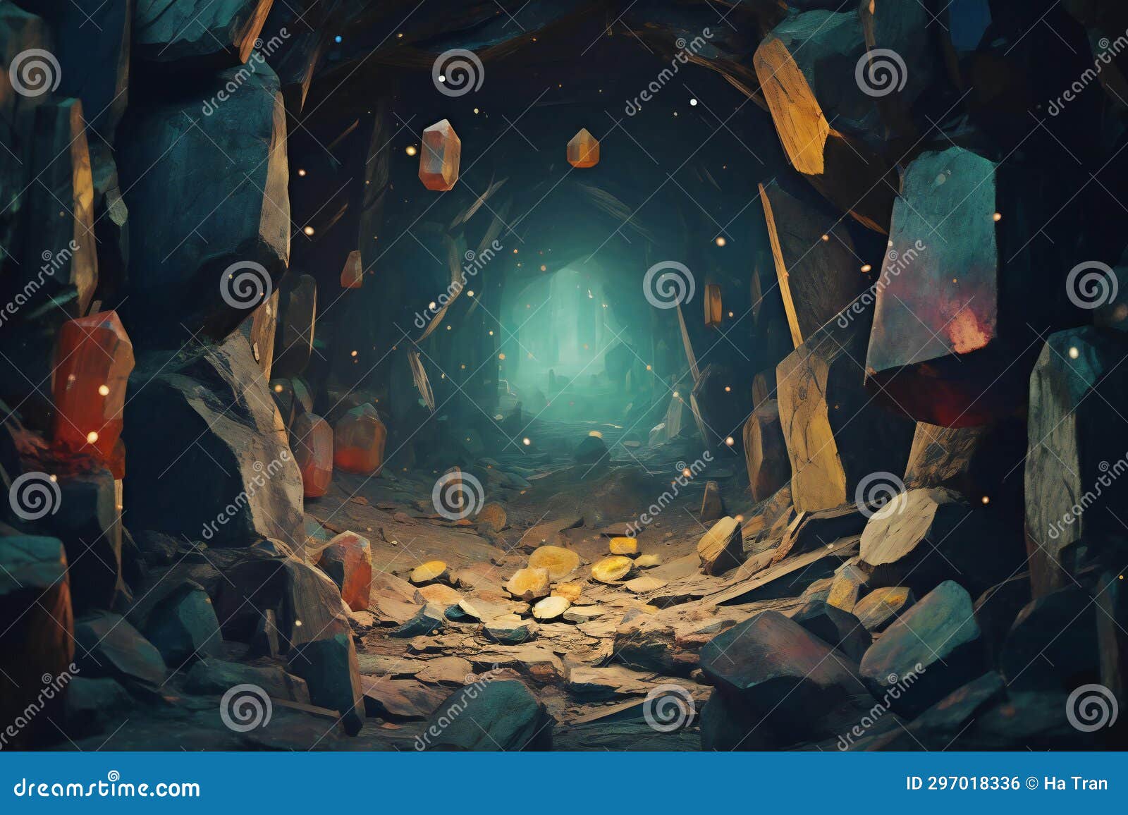 A Dark Cave in the Middle of the Forest Stock Illustration ...