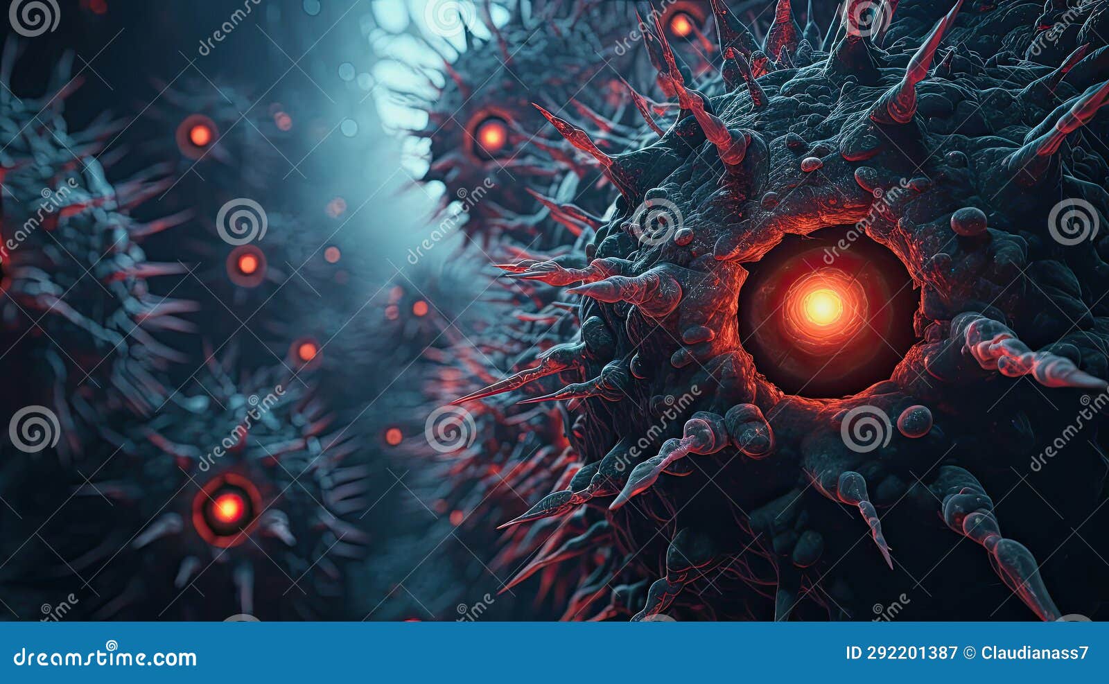 Illustration of Dark Glowing Viruses Stock Image - Image of generated ...