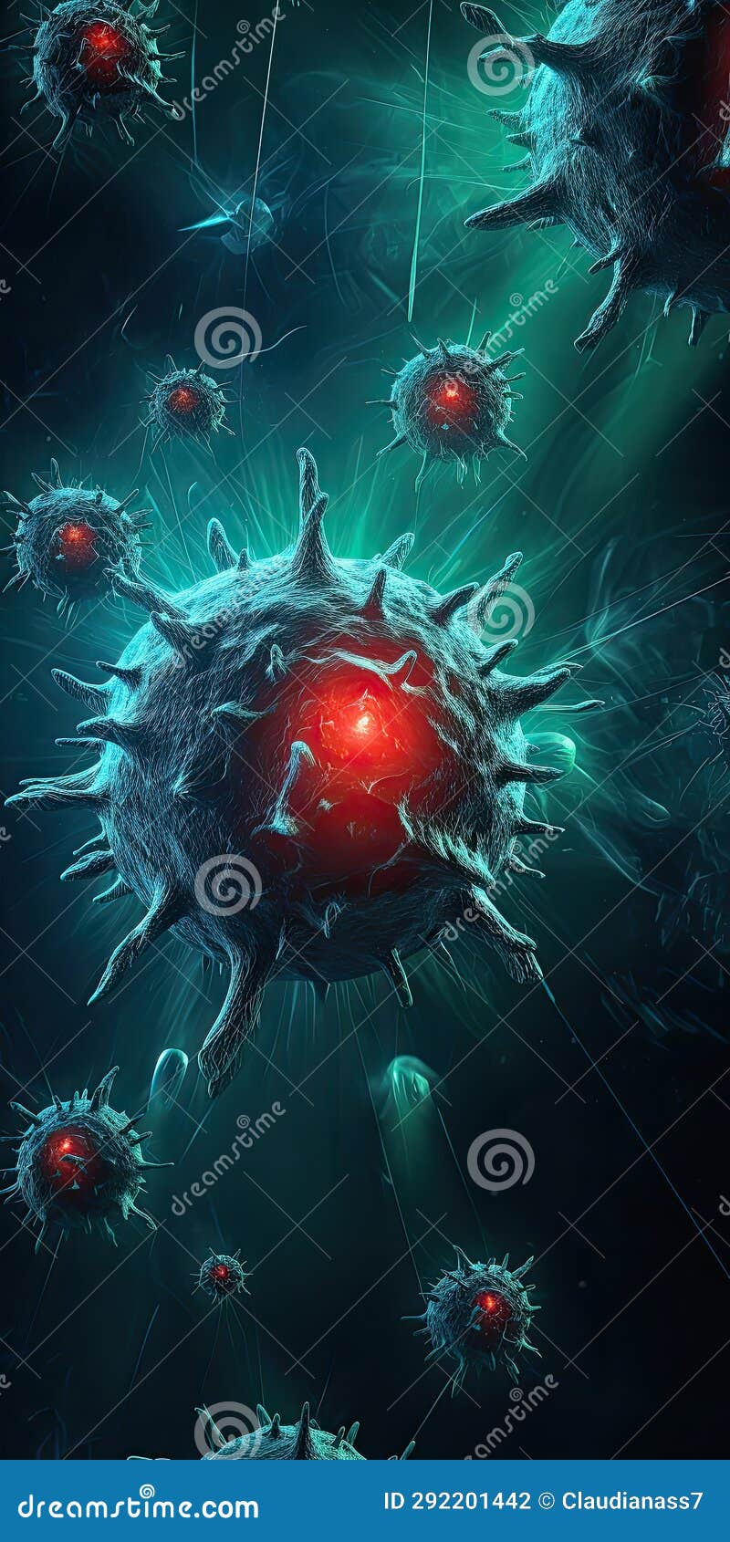 Illustration of Dark Glowing Viruses Stock Illustration - Illustration ...