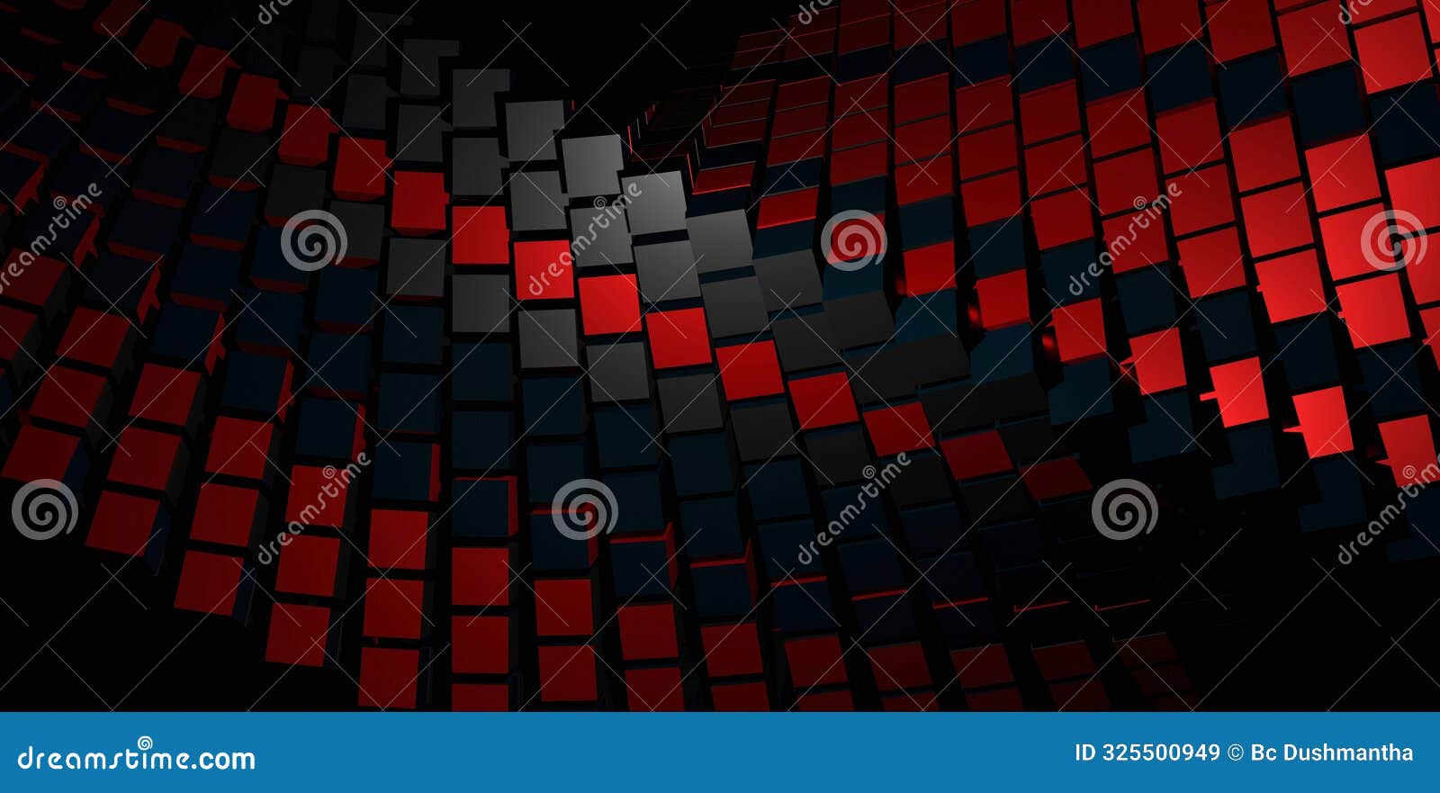 Dark Red and Black Cube Wavy Geometric Abstract Stock Illustration ...