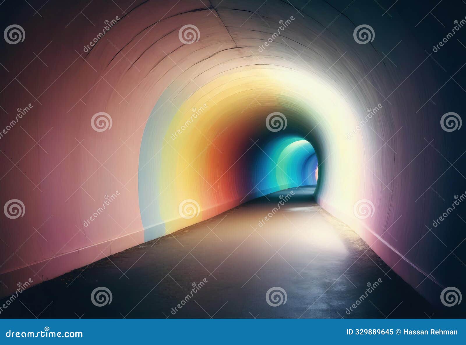 Illustration of Dark Tunnel of Rainbow Colors Stock Illustration ...