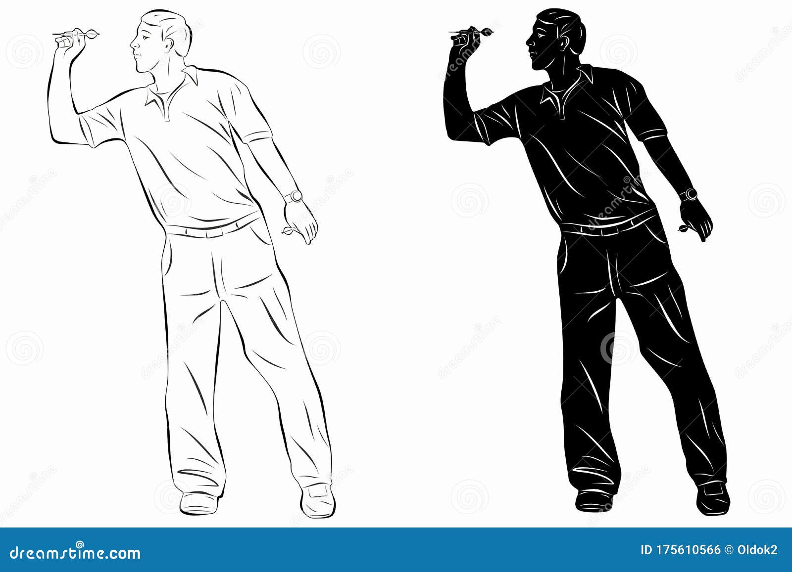 Illustration of a Darts Player, Vector Drawing Stock Vector ...