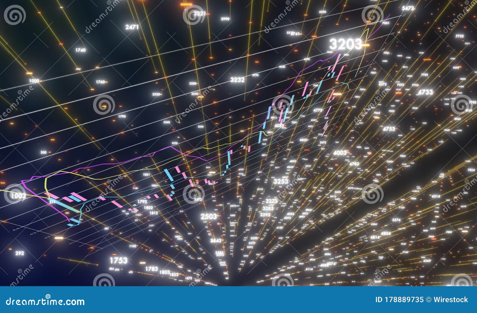 Illustration of a Data Visualization on a Black Futuristic Background ...
