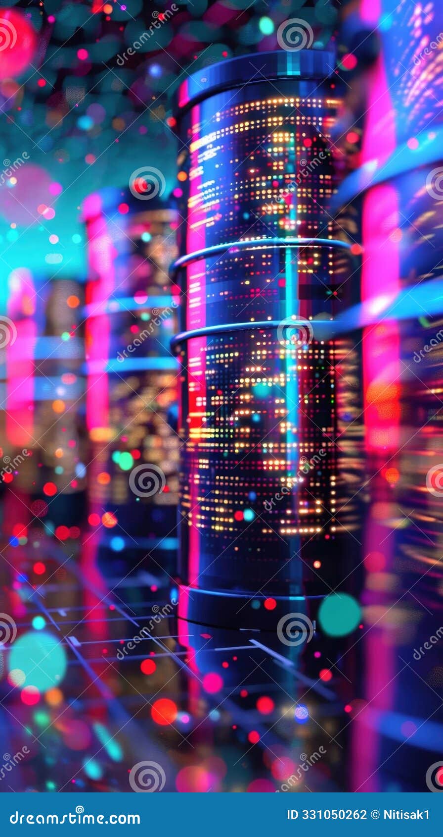 Illustration of a Database Management Icon in 3D with a Vibrant Color ...