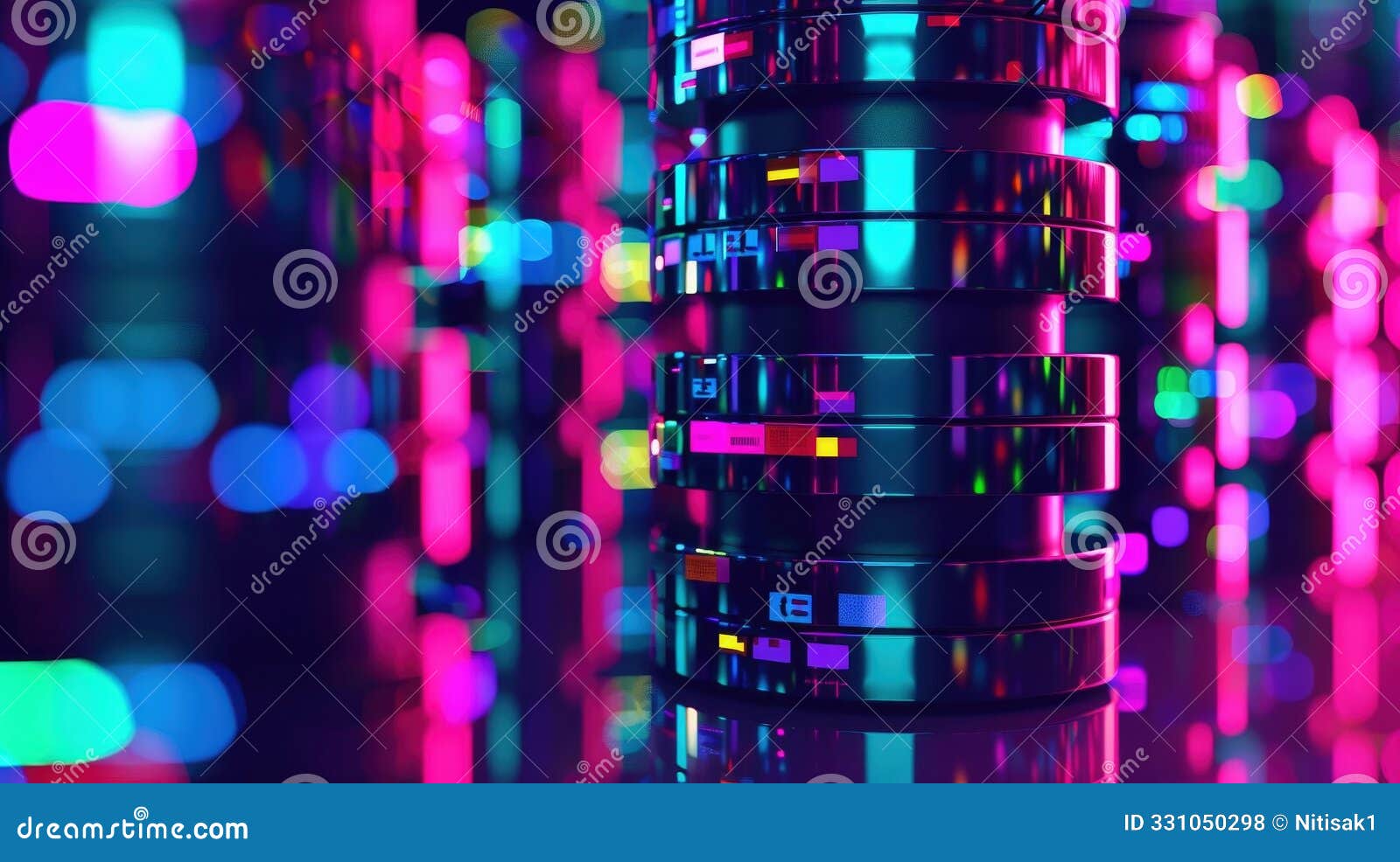 Illustration of a Database Management Icon in 3D with a Vibrant Color ...