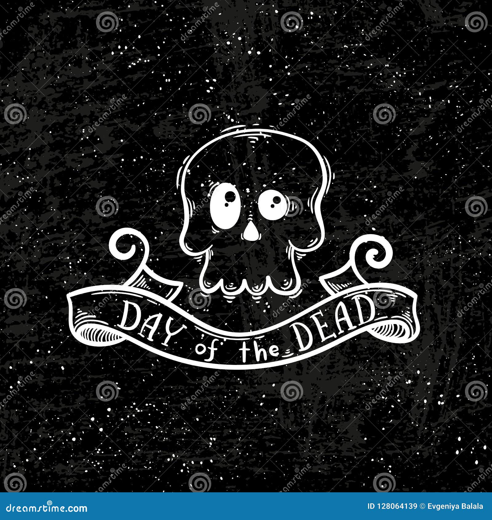 Illustration with the Day of the Dead Lettering and Skull. Stock Vector ...