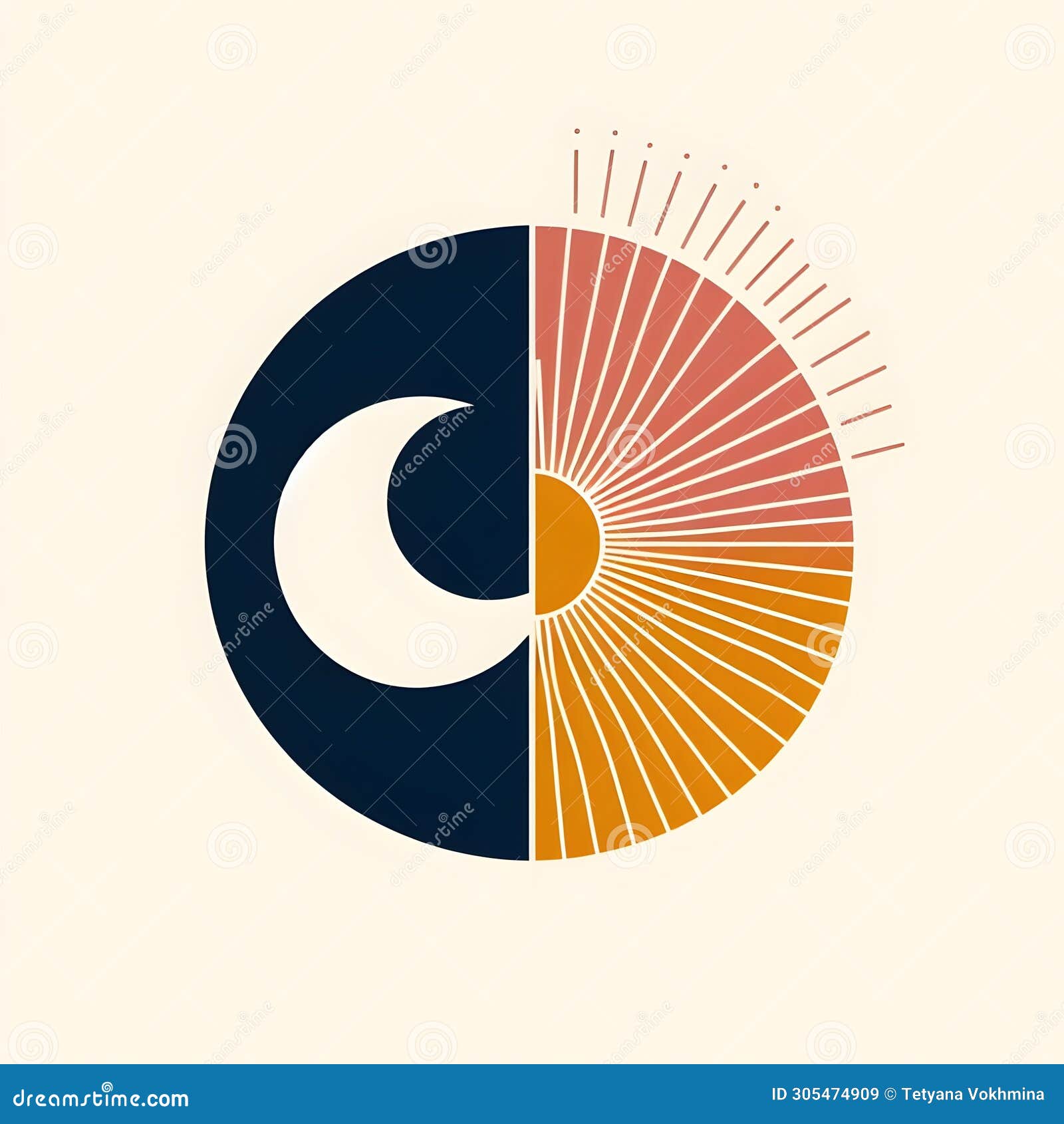 Illustration of a Day and Night , Half Moon and Half Sun Stock ...