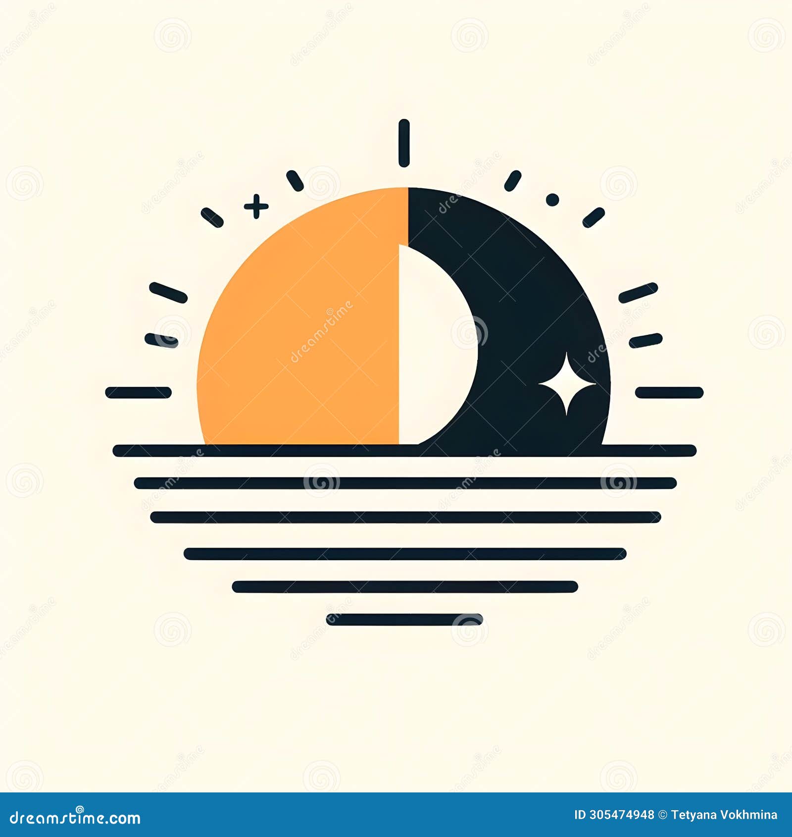 Illustration of a Day and Night , Half Moon and Half Sun Stock ...