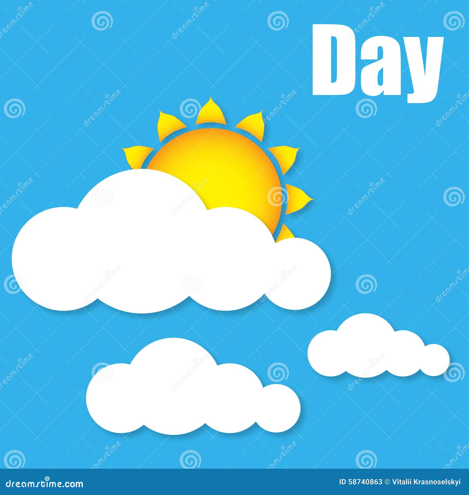 Illustration of the Day Sun Clouds Vector Stock Vector - Illustration ...