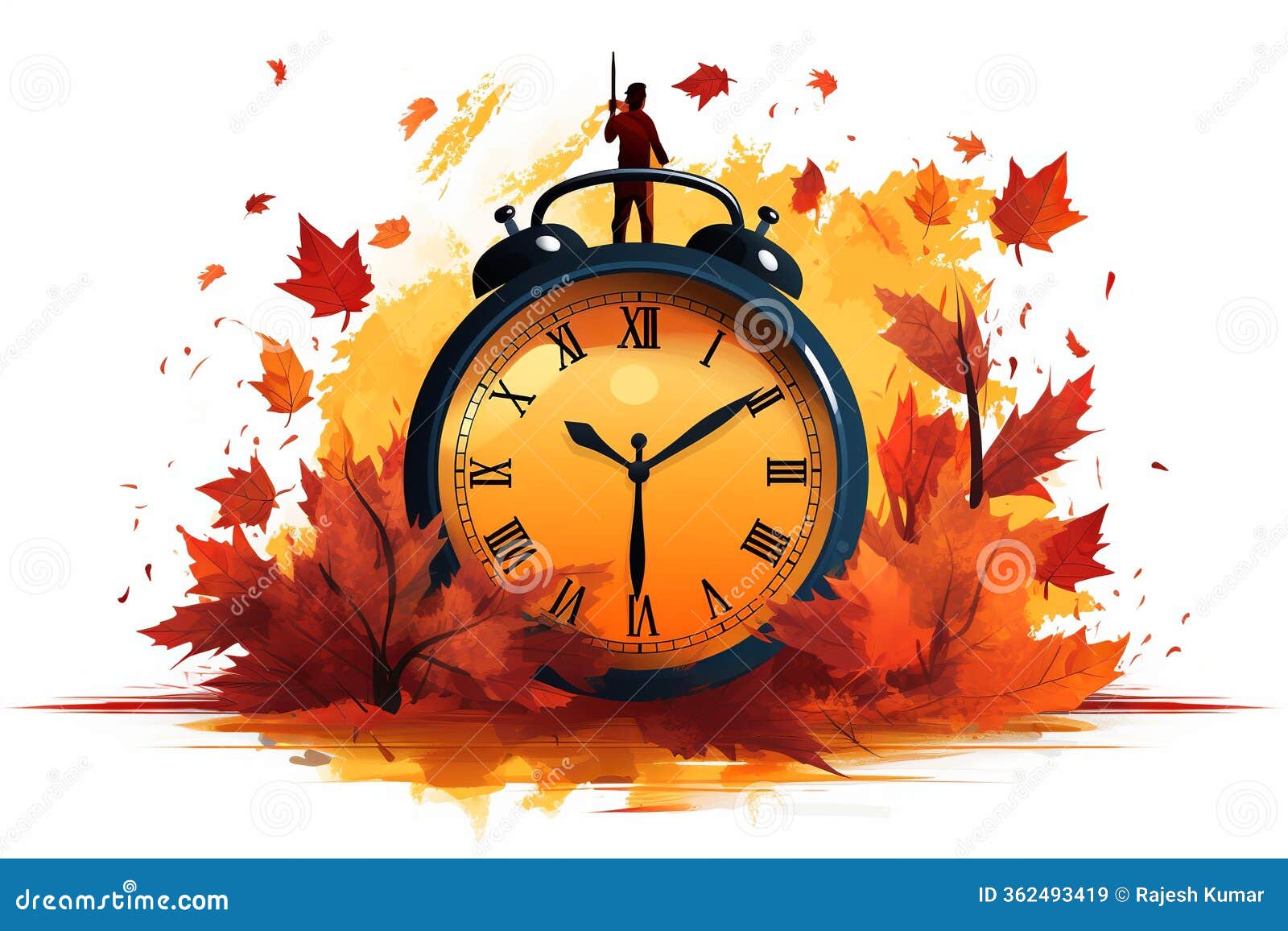 Illustration of Daylight Saving Time Ends Fall Back Change Clocks ...