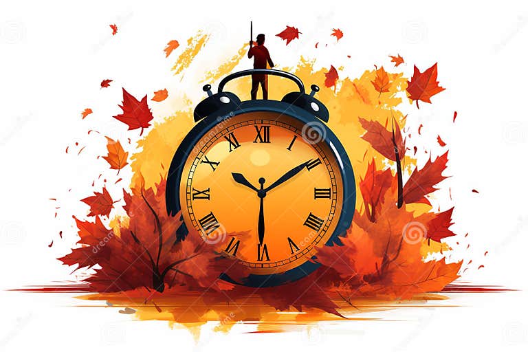 Illustration of Daylight Saving Time Ends Fall Back Change Clocks ...