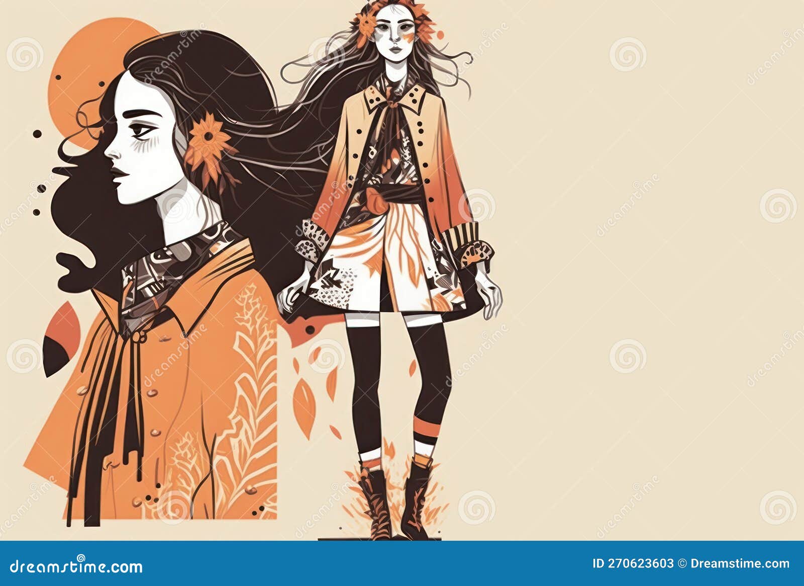 Illustration De Boho Style Ludique Pour Fond De Mode Illustration Stock ...
