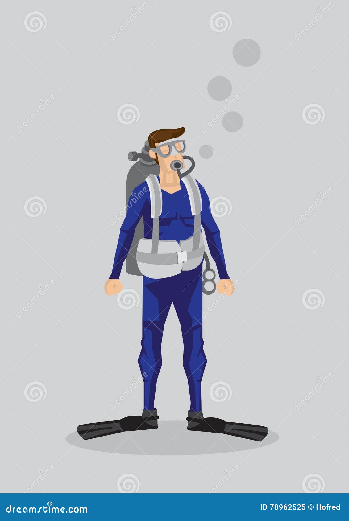 Illustration De Cartoon Character Vector De Plongeur Autonome ...