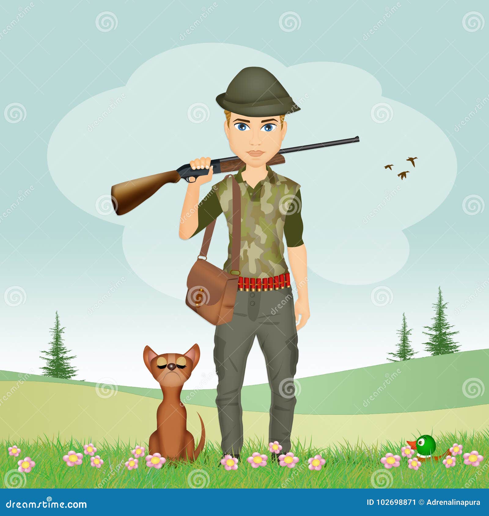 Illustration De Chasseur De L'homme Illustration Stock - Illustration ...