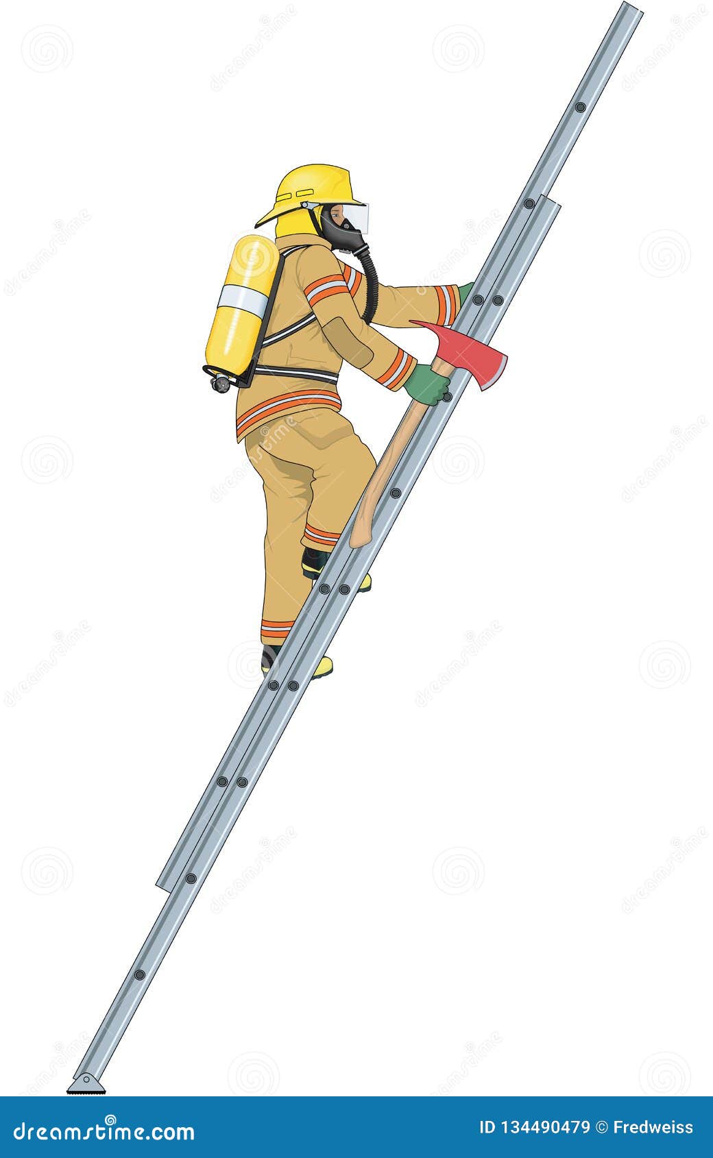 Illustration De Climbing Ladder Vector De Sapeur-pompier Illustration ...