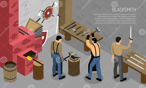 Illustration De Craft Isometric Horizontal De Forgeron Illustration de ...