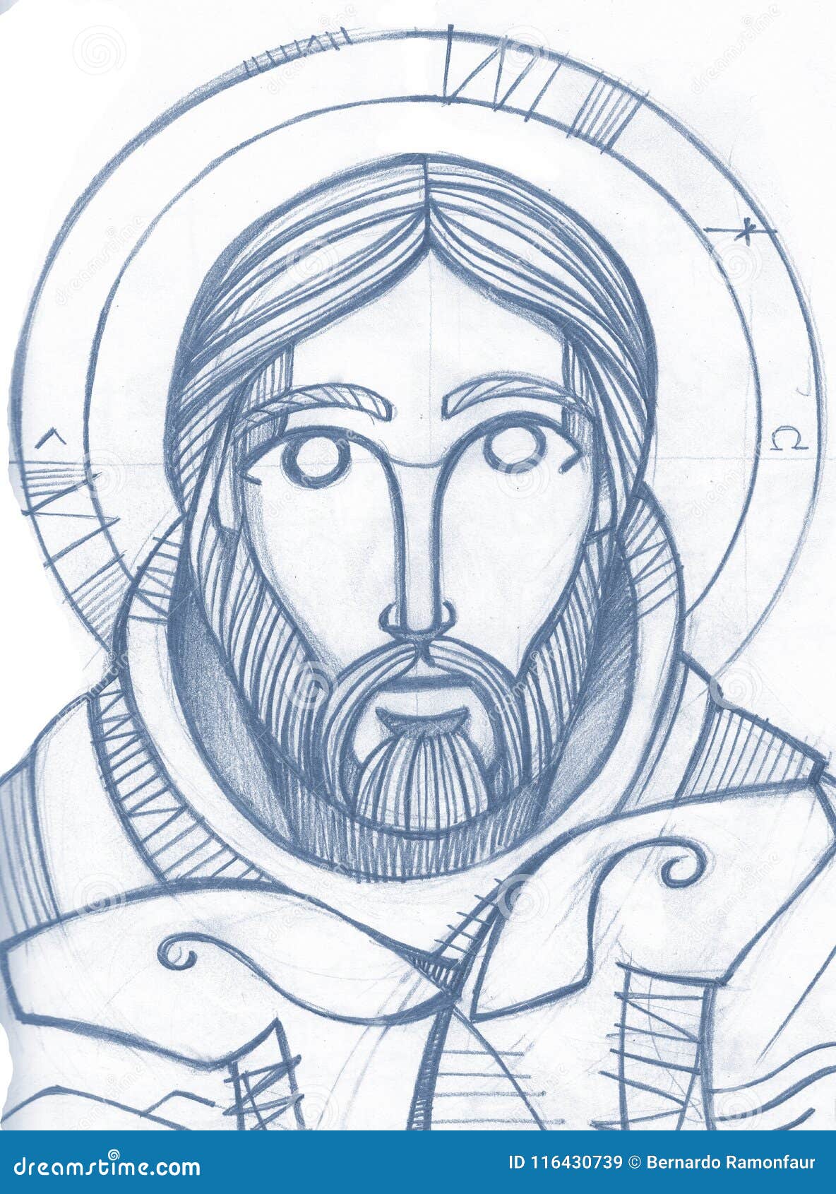 Illustration De Crayon De Jesus Christ Good Shepherd Illustration Stock ...