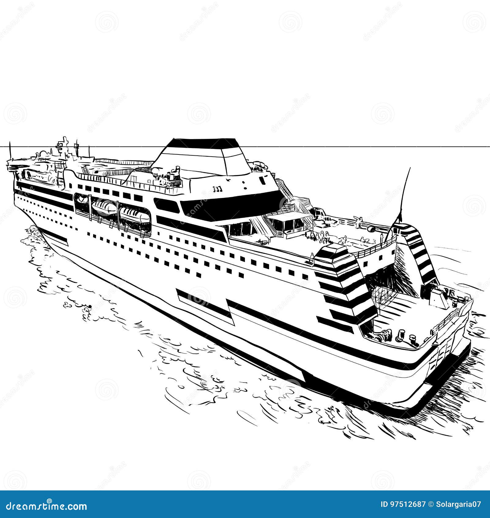 Illustration De Ferry-vecteur De Dessin De Main Illustration de Vecteur ...