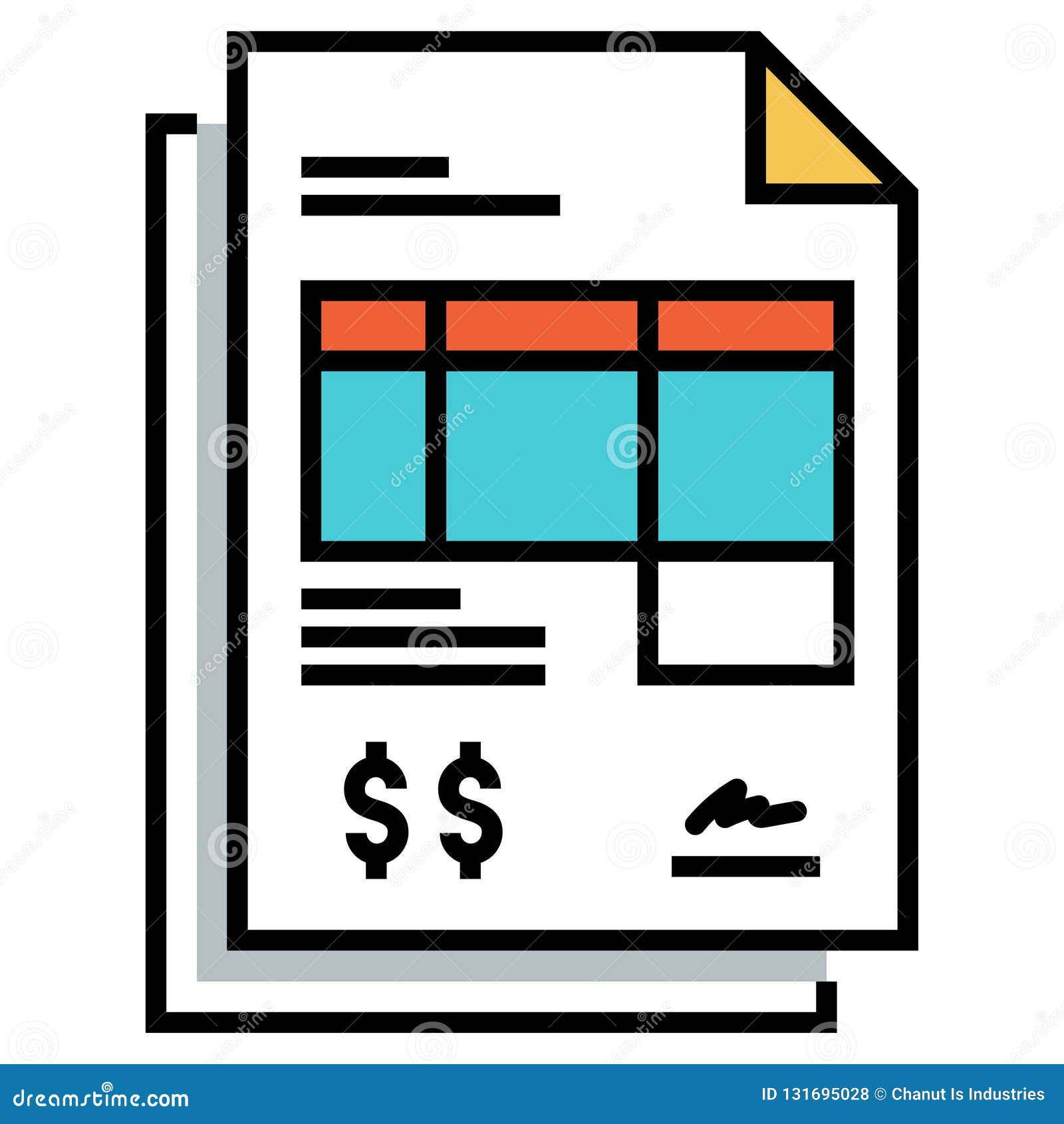 Illustration De FlatOutline De Facture Illustration de Vecteur ...