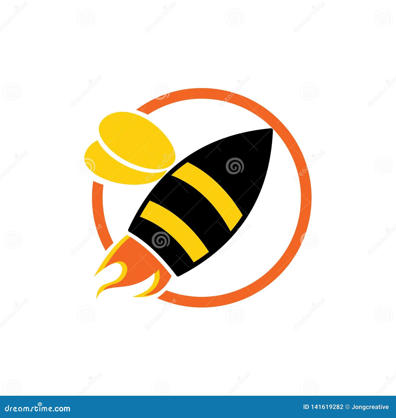 Illustration De Honey Bee Rocket Launch Logo De Cercle Illustration de ...