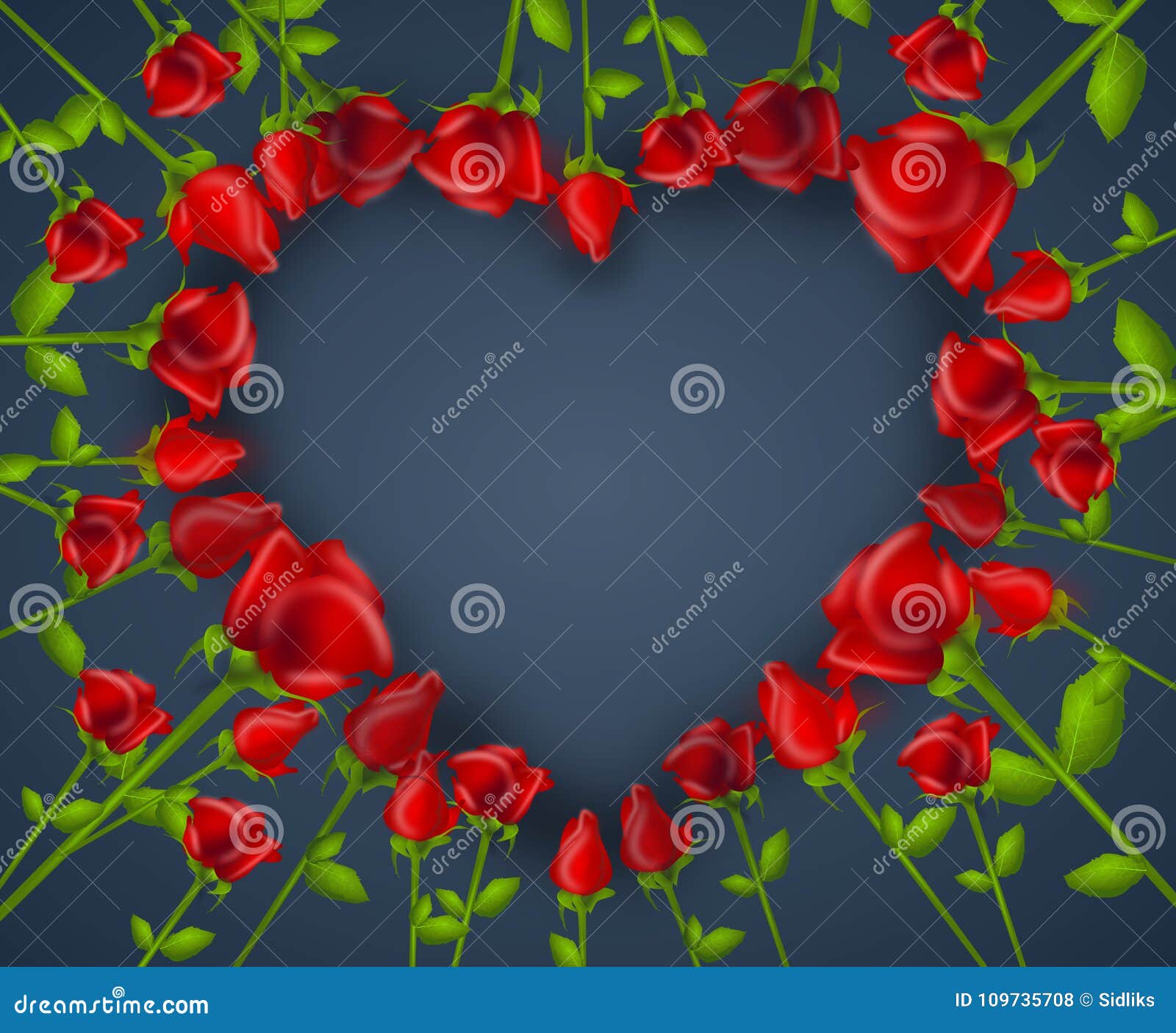 Illustration De L'ensemble De Coeur De Roses Rouges Illustration Stock ...