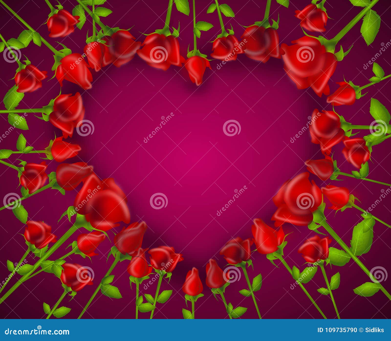 Illustration De L'ensemble De Coeur De Roses Rouges Illustration Stock ...