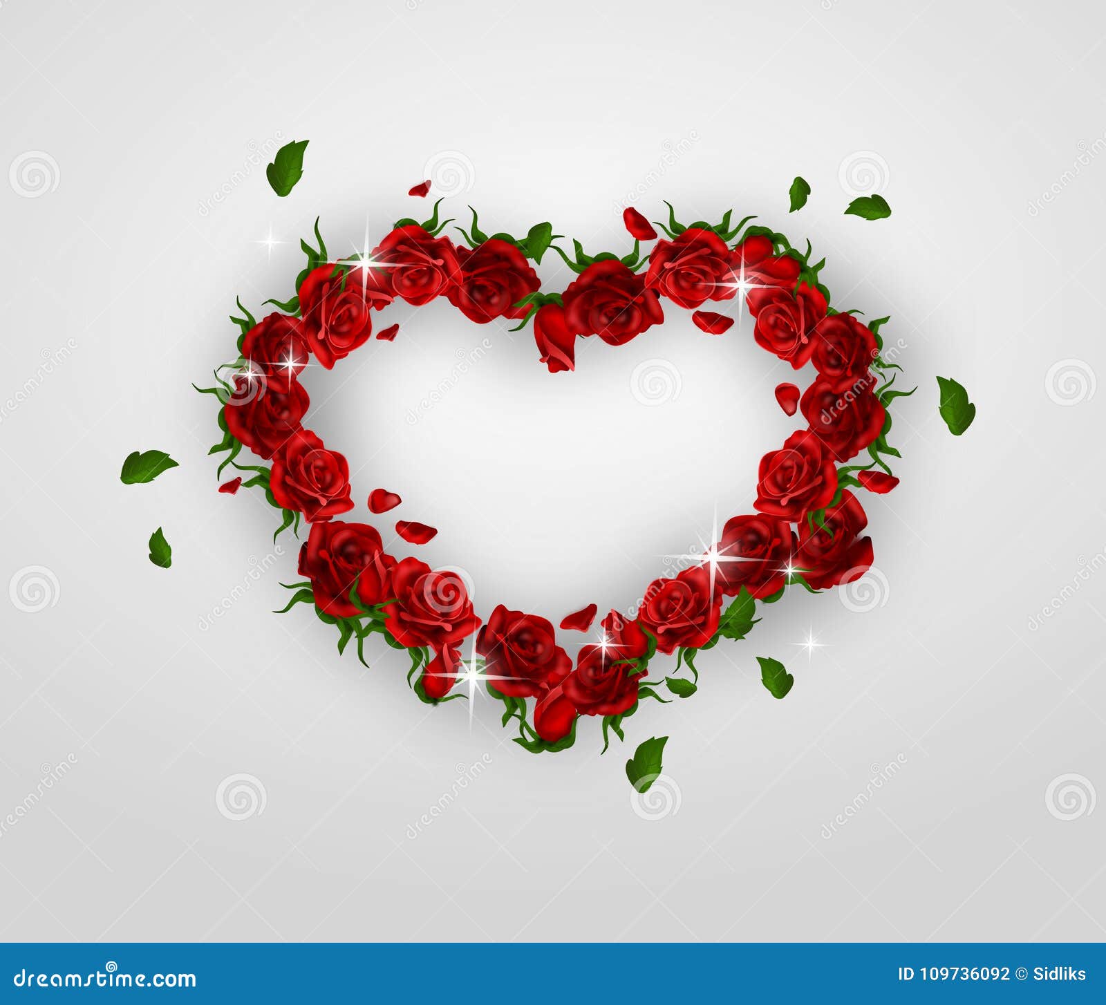 Illustration De L'ensemble De Coeur De Roses Rouges Illustration Stock ...