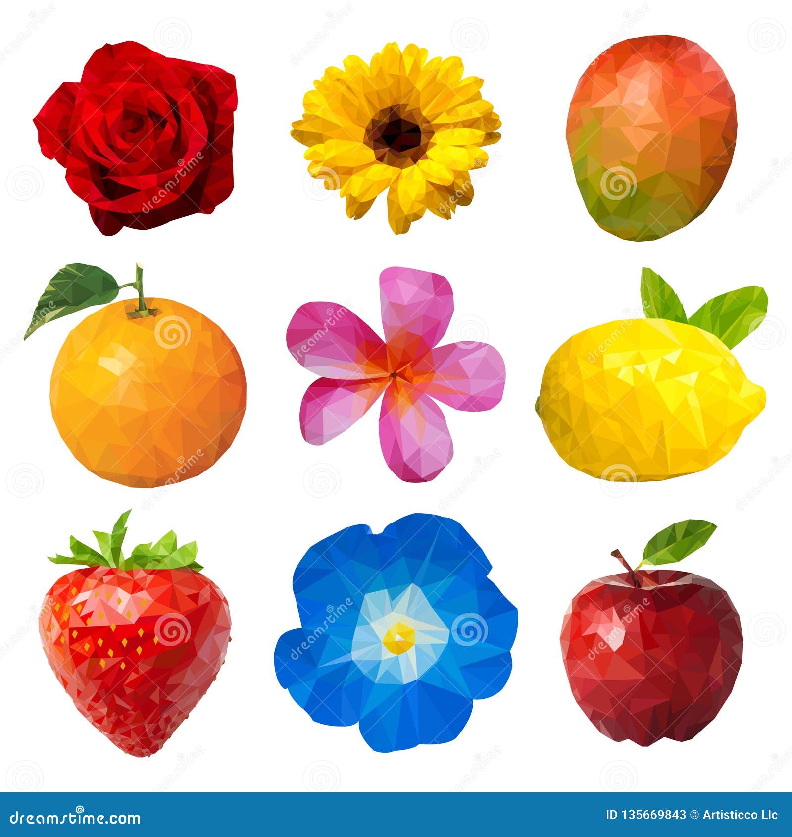 Illustration De Polygone De Fruits Et De Fleurs Illustration de Vecteur ...